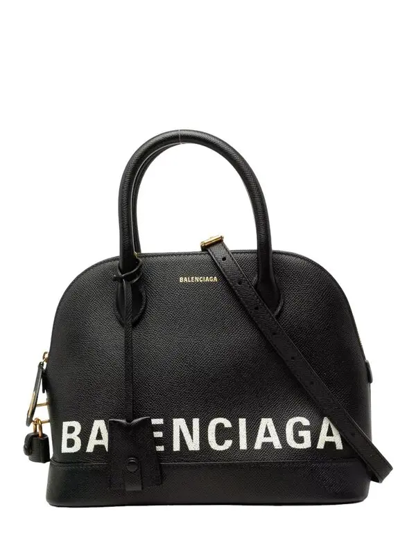 Balenciaga Grained Calfskin Ville Top Handle Bag Satchel - Black