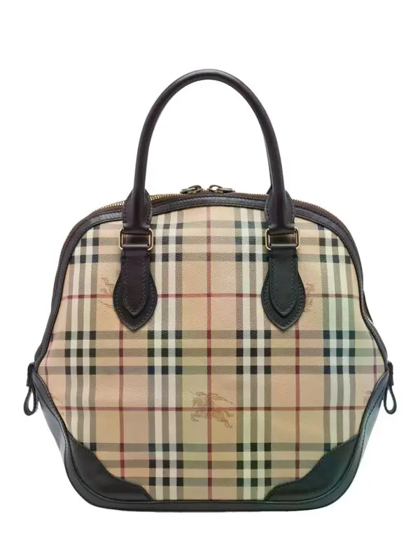 Burberry 2010-2012 Medium Haymarket Check Coated Canvas Orchard Bowling Bag Satchel - Neutrals