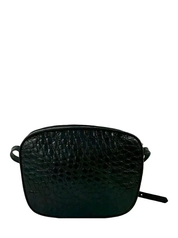 FERRAGAMO Croc Embossed Leather Crossbody Bag - Black