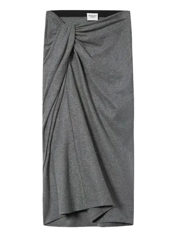 MARANT ETOILE Jeldia Draped Knot Midi Skirt - Grey
