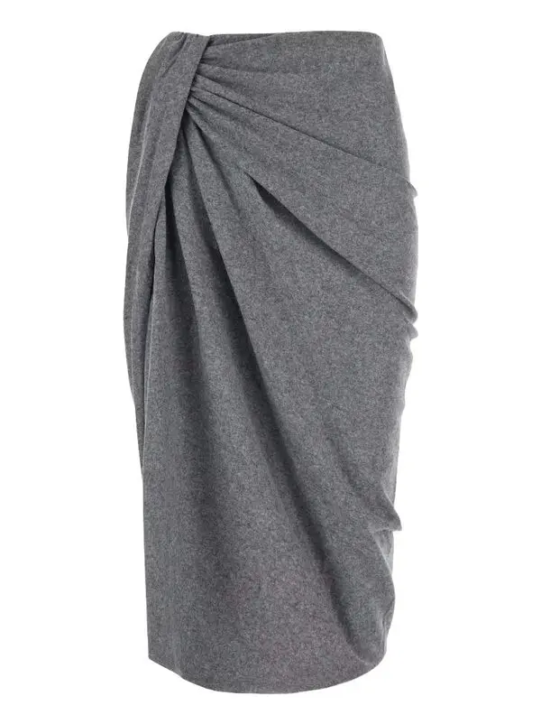MARANT ETOILE Jeldia Draped Knot Midi Skirt - Grey