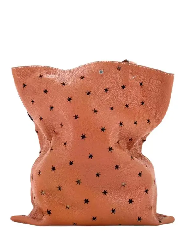 Loewe Stars Vertical Laser Cut Leather Tote Bag - Brown