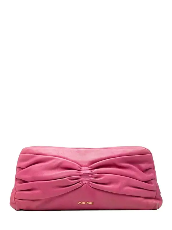 Miu Miu Pleated Nappa Frame Clutch Bag - Pink