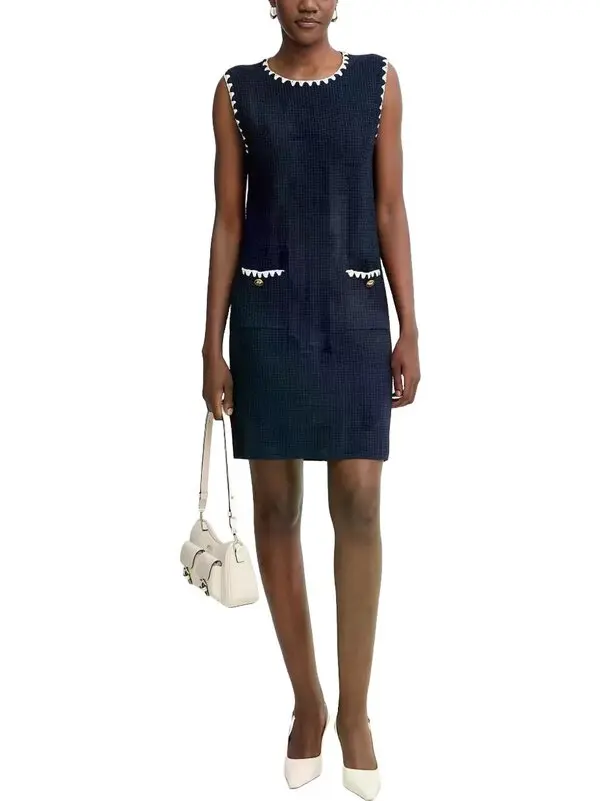 Luisa Spagnoli Corriera Crochet-trim Basket-weave Mini Dress - Blue