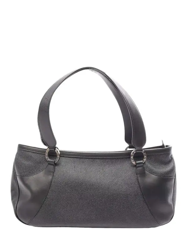 BVLGARI Grained Leather Top Handle Bag - Black