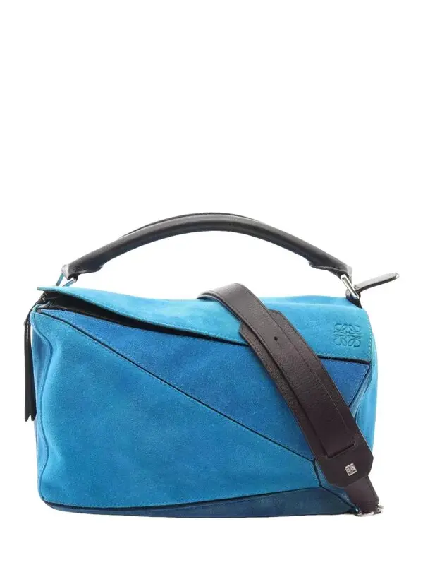 Loewe 2000s Puzzle Suede Handbag - Blue