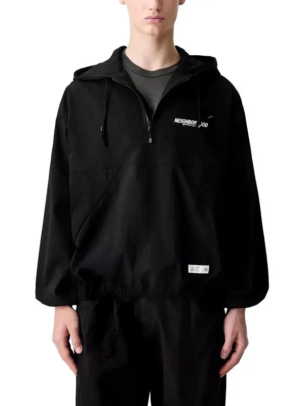 NEIGHBORHOOD Logo-print Quarter-zip Hooded Jacket - Black