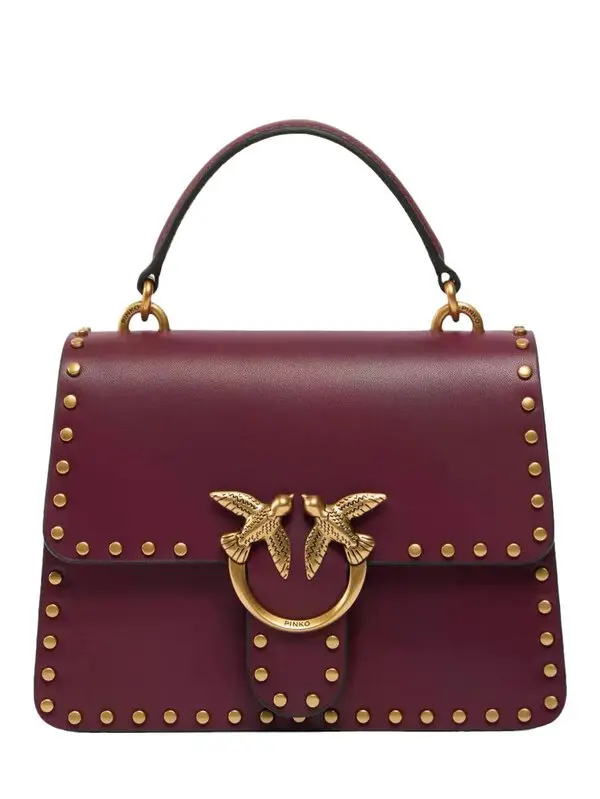 Pinko Mini Love Bag One Top Handle Handbag In Leather With Mini Studs - Pink
