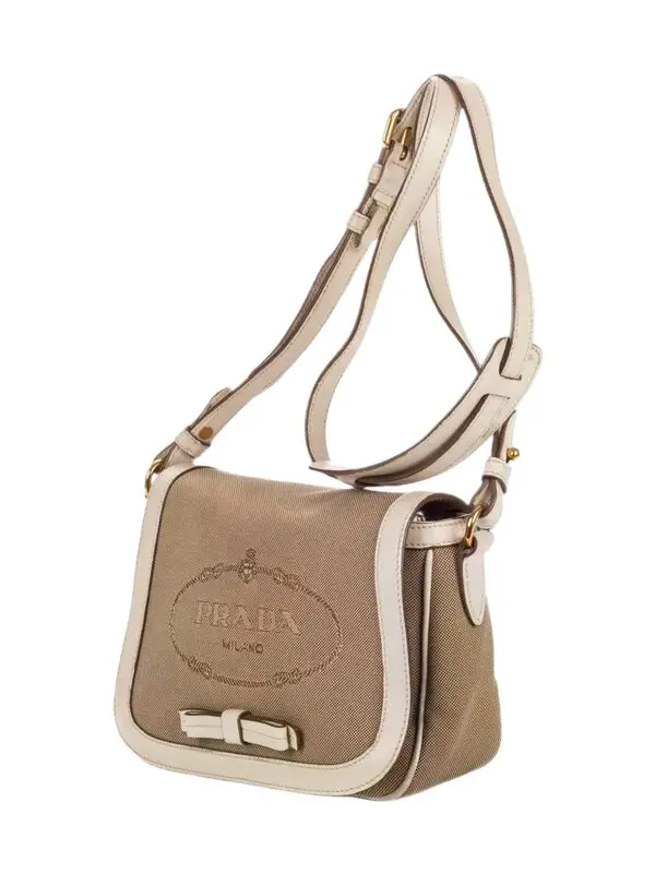 Prada Logo Jacquard Bow-detail Shoulder Bag - Brown