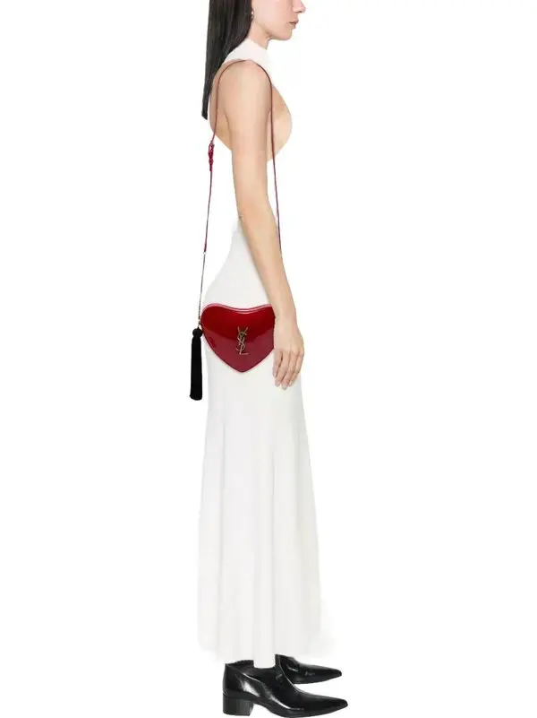 Saint Laurent Patent Sac Coeur Heart Crossbody Bag - Red