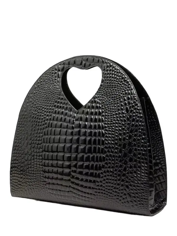 Saint Laurent 20th Century Croc Embossed Patent Handbag - Black