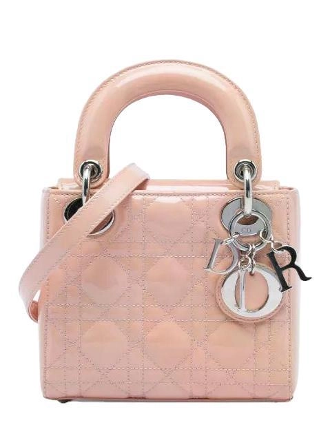 Dior 2017 Mini Patent Cannage Lady Satchel - Pink