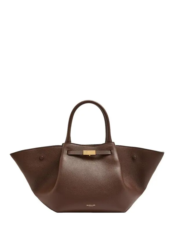 DEMELLIER The New York Midi Grained Leather Tote - Moca