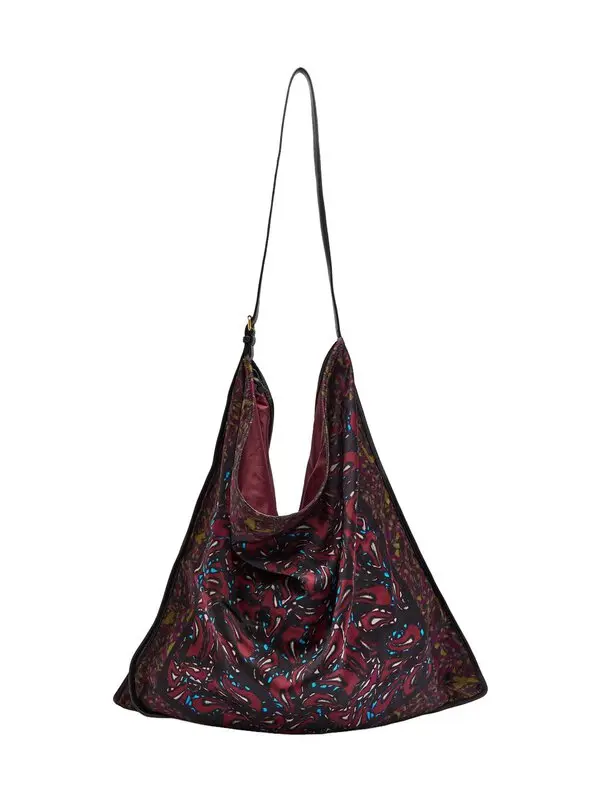 Dries Van Noten Large Leather And Satin Tote Bag - Rust