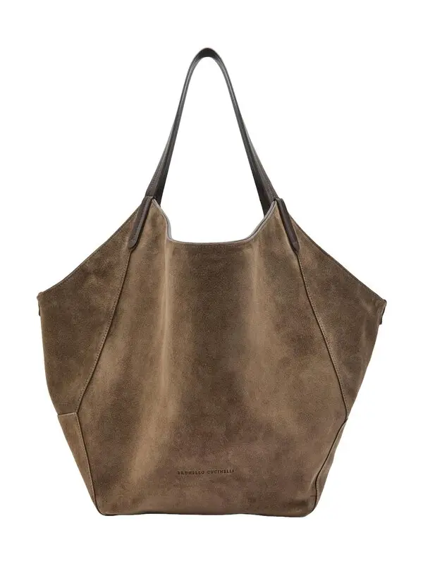 Brunello Cucinelli Reversible Suede Tote - Beige