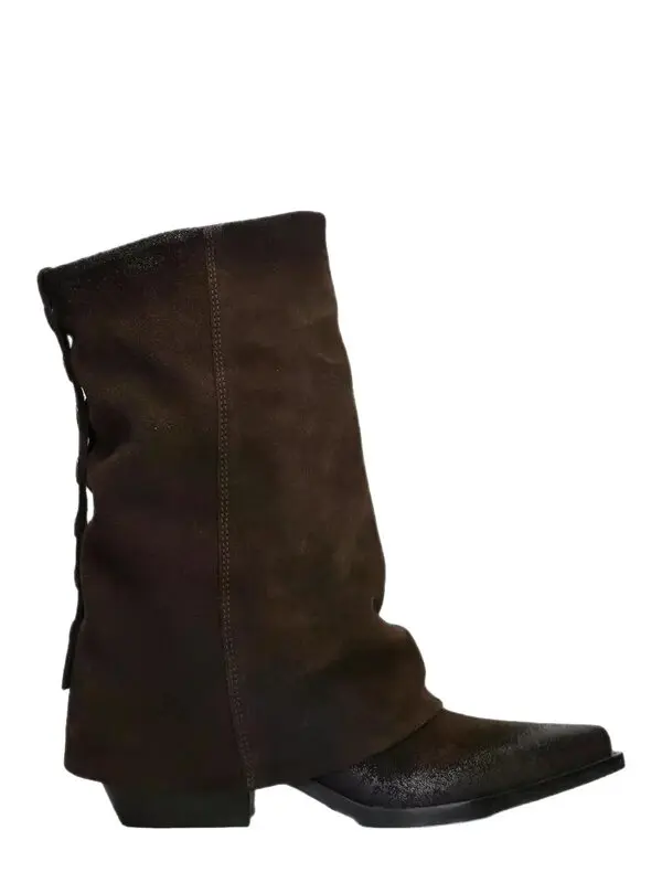 METISSE Button-embellished Pointed-toe Boots - Brown