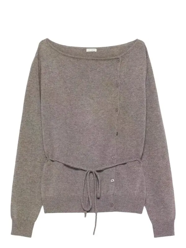 ST. AGNI Asymmetrical Front Button Cardigan With Side Tie - Neutrals