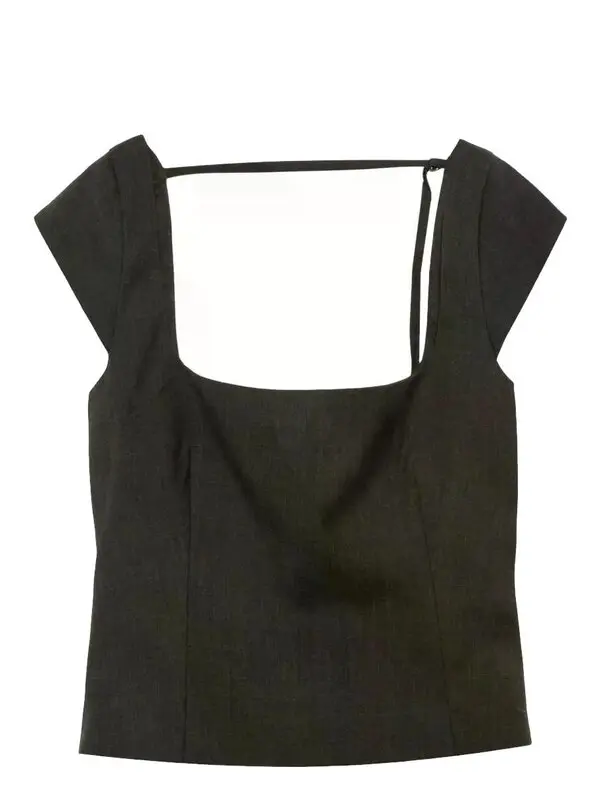 ST. AGNI Cap Sleeve Square Neck Top - Black