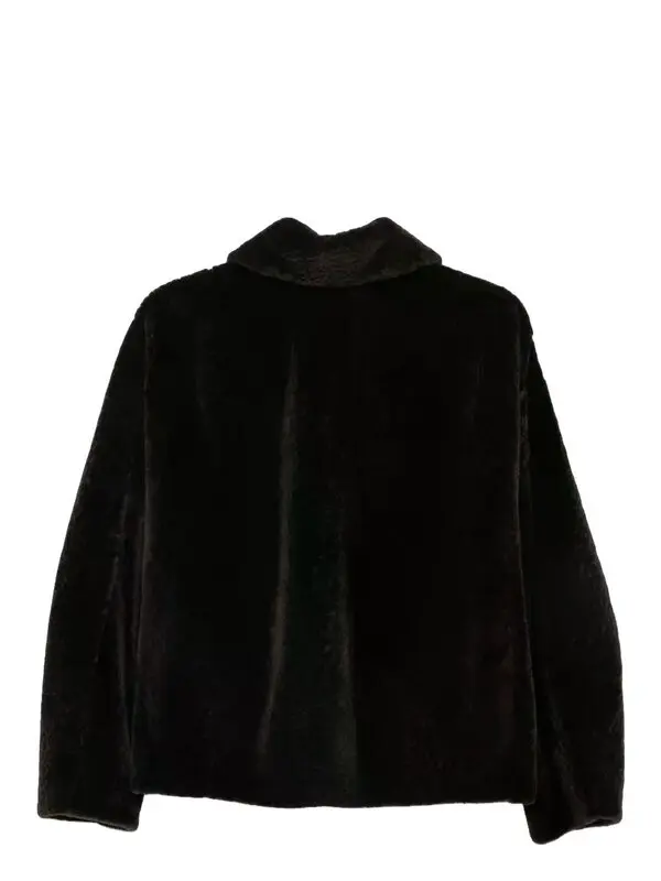MANZONI 24 Shearling Finish Spread Collar Jacket - Brown