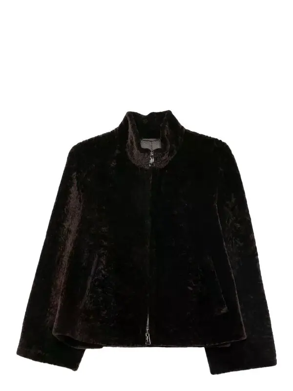 MANZONI 24 Zip-up Shearling Jacket - Brown