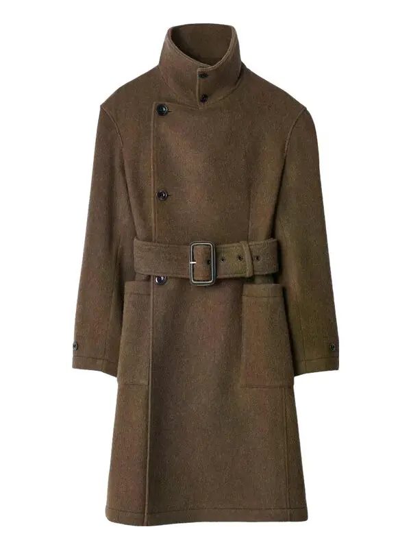 LEMAIRE Fitted Wrap Coat In Felted Wool And Alpaca Blend - Brown