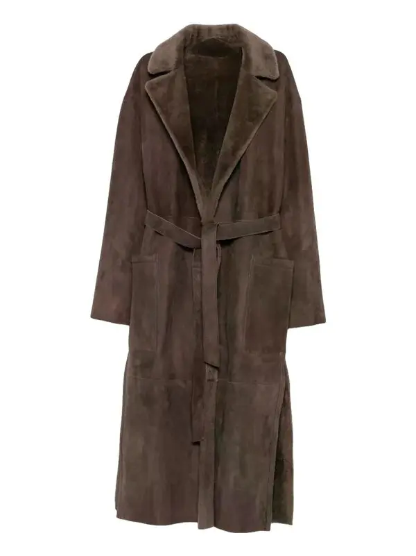 MANZONI 24 Belted Shearling Coat - Brown