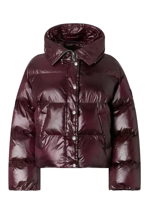 Pinko Quilted High-neck Down Jacket With Glossy Finish - Red