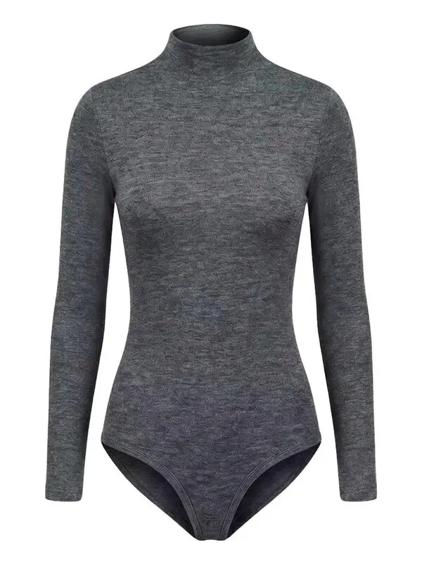 JIL SANDER High-neck Long-sleeve Bodysuit - Grey