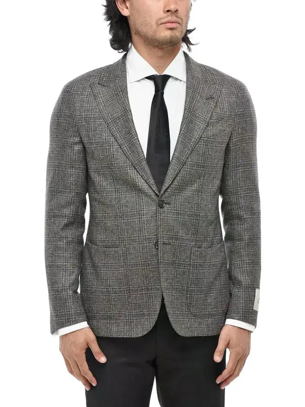Corneliani District Check Peak-lapel Blazer - Grey