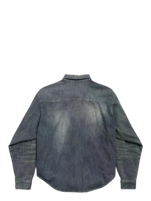 Balenciaga Logo-embroidered Button Shirt Jacket - Blue