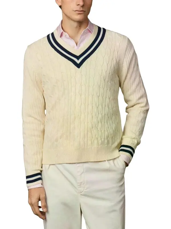 HACKETT LONDON Cable-knit Cricket Sweater - Neutrals
