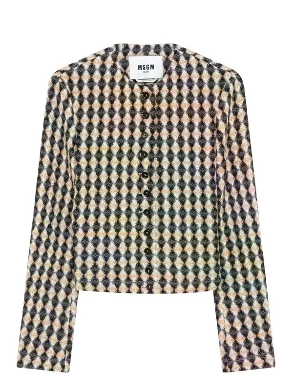MSGM Diamond-pattern Button-up Jacket - Neutrals