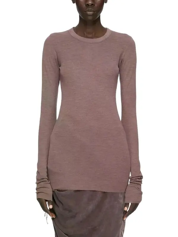 Rick Owens Ribbed Round Neck Long Sleeve T-shirt - Neutrals