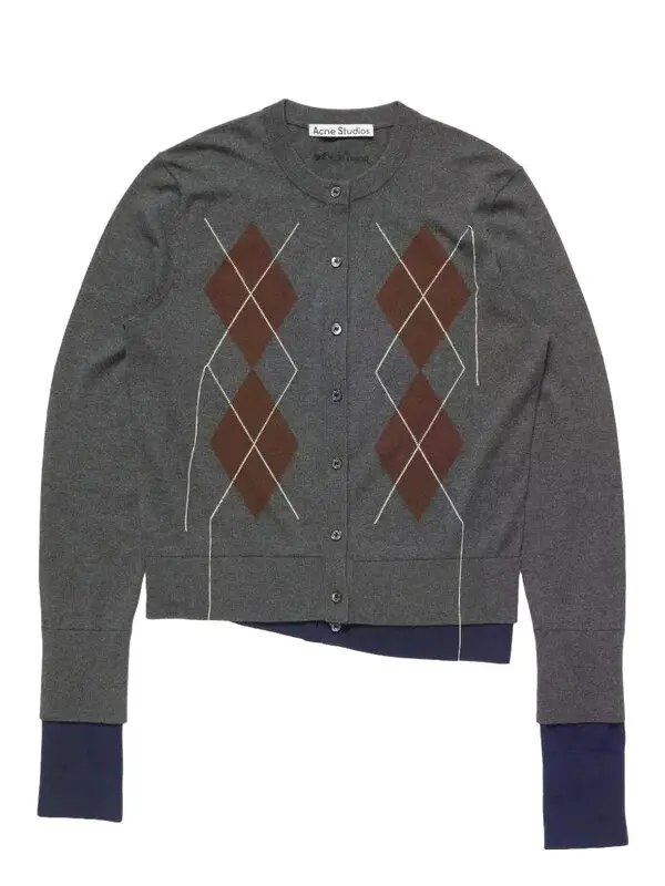 Acne Studios Argyle Layered Cardigan - Grey