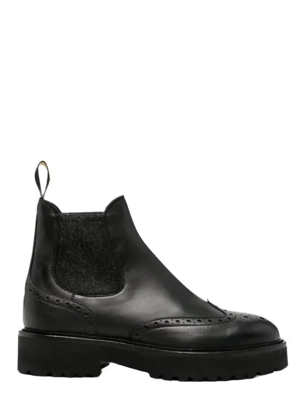DOUCAL'S Brogue Detail Chelsea Boots - Black