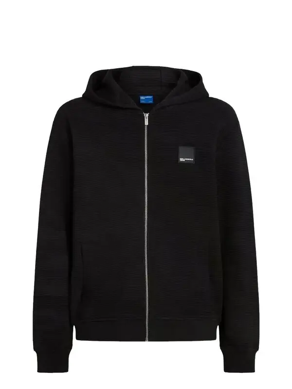 Karl Lagerfeld Waffle Zip-up Hoodie - Black