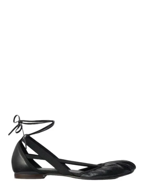 LEMAIRE Flat Ballerinas In Goat Leather - Black