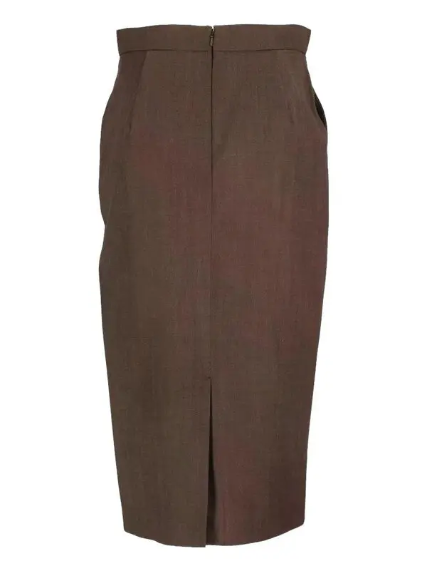 Max Mara Wool Gabardine Pencil Skirt - Brown