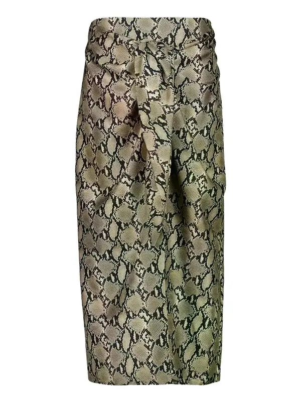 PAULA Snakeskin Print Silk Wrap Skirt - Neutrals