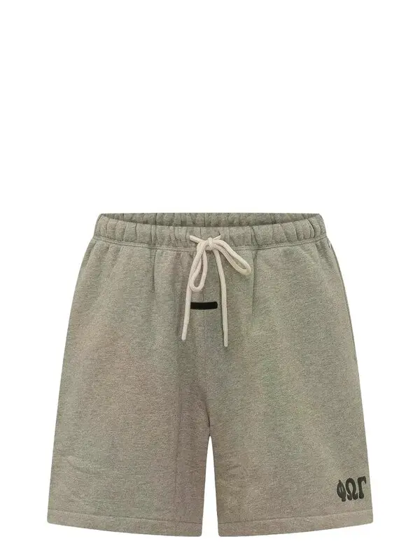 Fear Of God Relaxed Cotton Fleece Sweatshorts With Greek Lettering - Grey