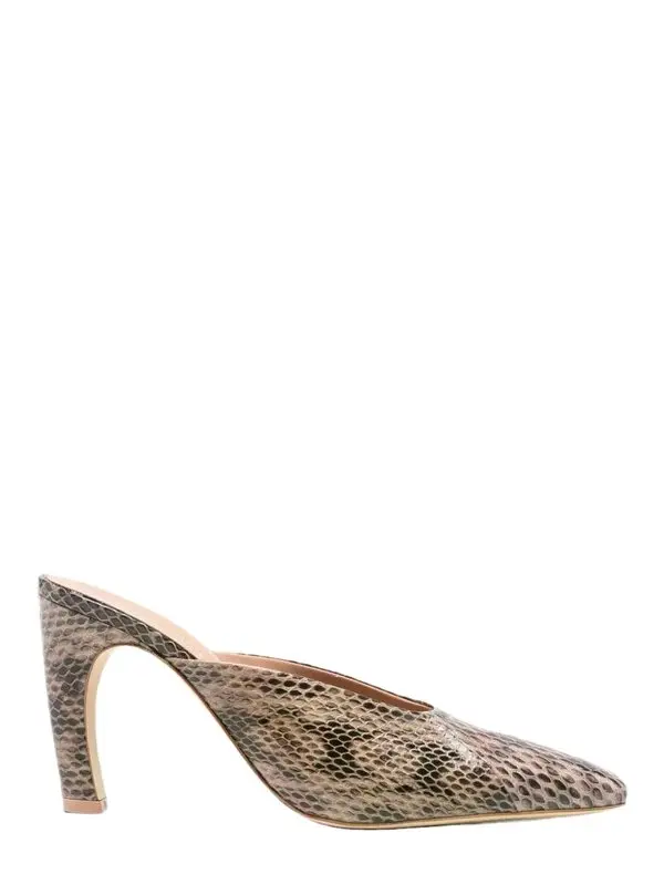 MALONE SOULIERS Snakeskin Effect Mules - Brown