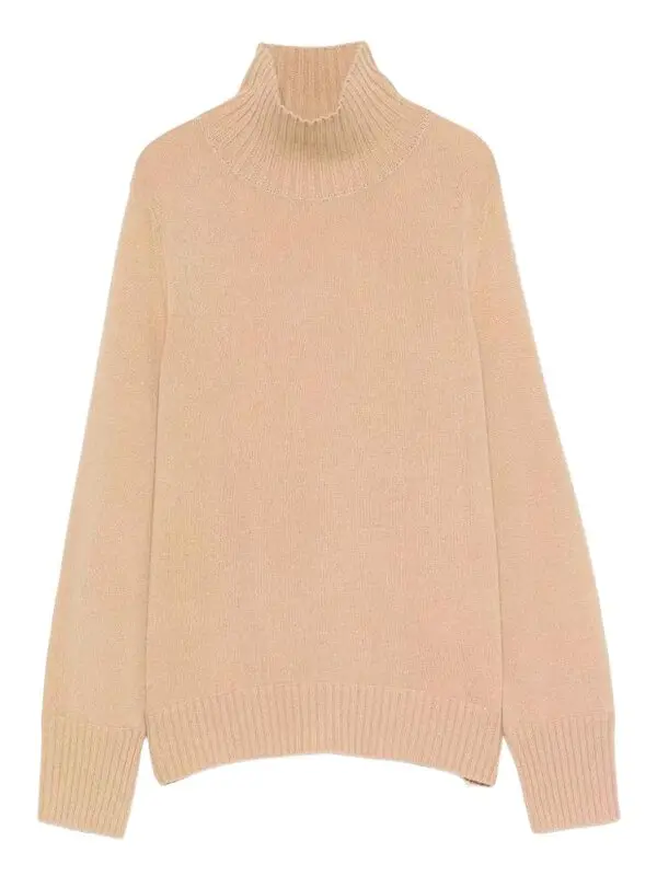 ALLUDE Ribbed Knit Mock Neck Sweater - Neutrals