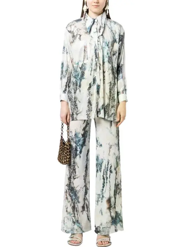 SAIID KOBEISY Sequin Asymmetrical Shirt - Blue