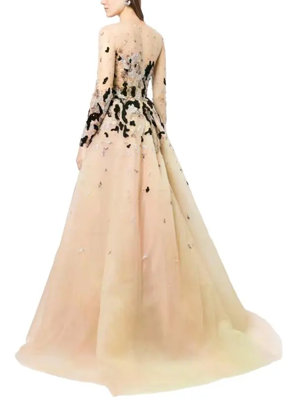 SAIID KOBEISY Bead-embellished Tulle Gown - Neutrals