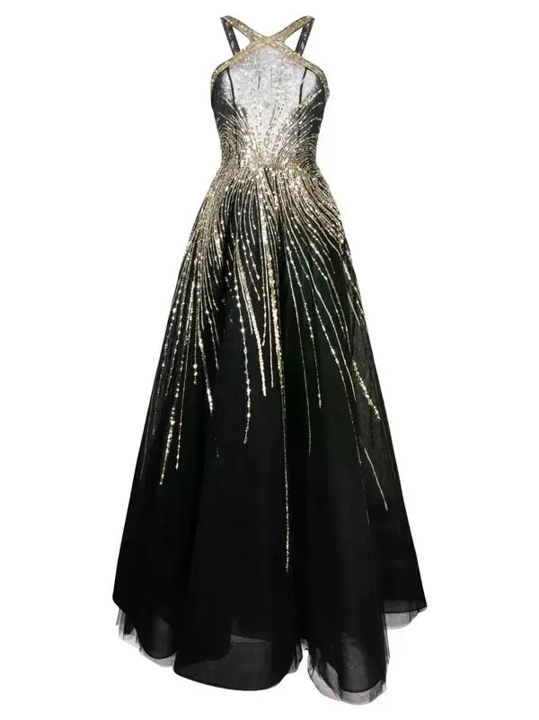 SAIID KOBEISY Sequin-embellished Gown - Black