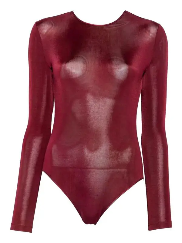 Saint Laurent Open-back Long-sleeve Bodysuit - Red
