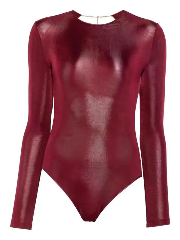 Saint Laurent Open-back Long-sleeve Bodysuit - Red