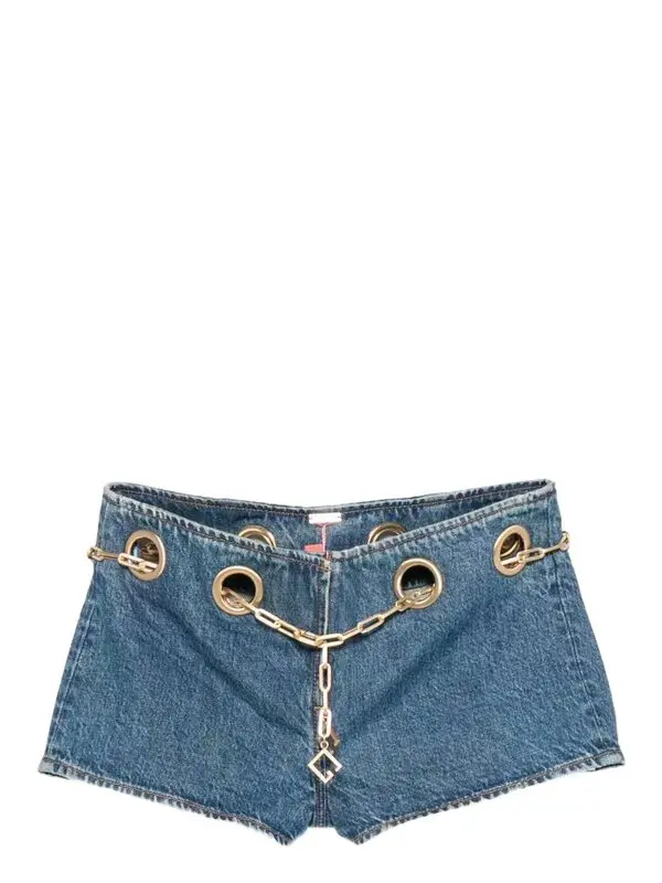 Cult Gaia Baba Chain-belt Denim Shorts - Blue