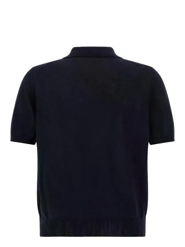 BOSS Lantoni Merino-wool Knit Polo With Johnny Collar - Blue