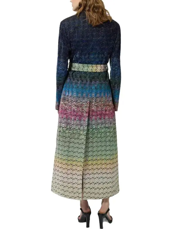Missoni Zigzag-knit Belted Coat - Blue